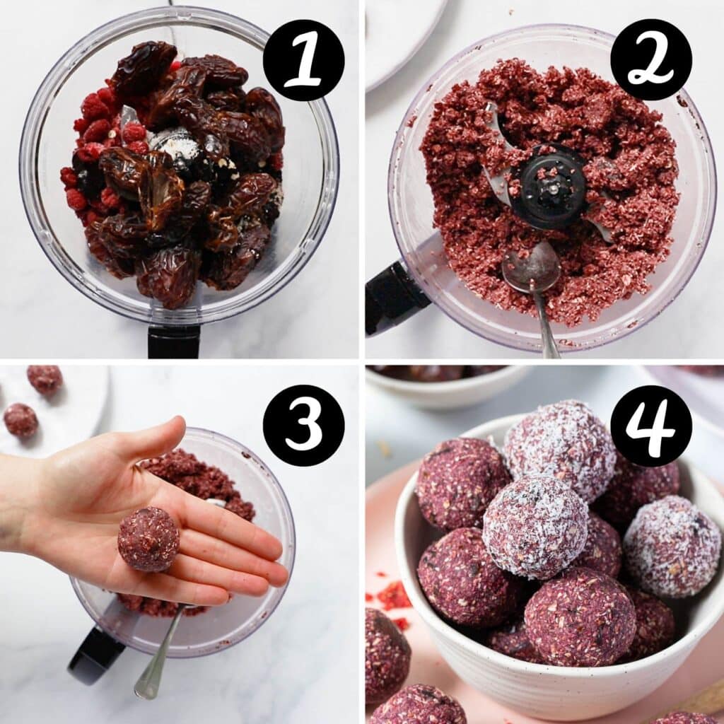 Raspberry Bliss Balls with Dates - The Cooking Collective