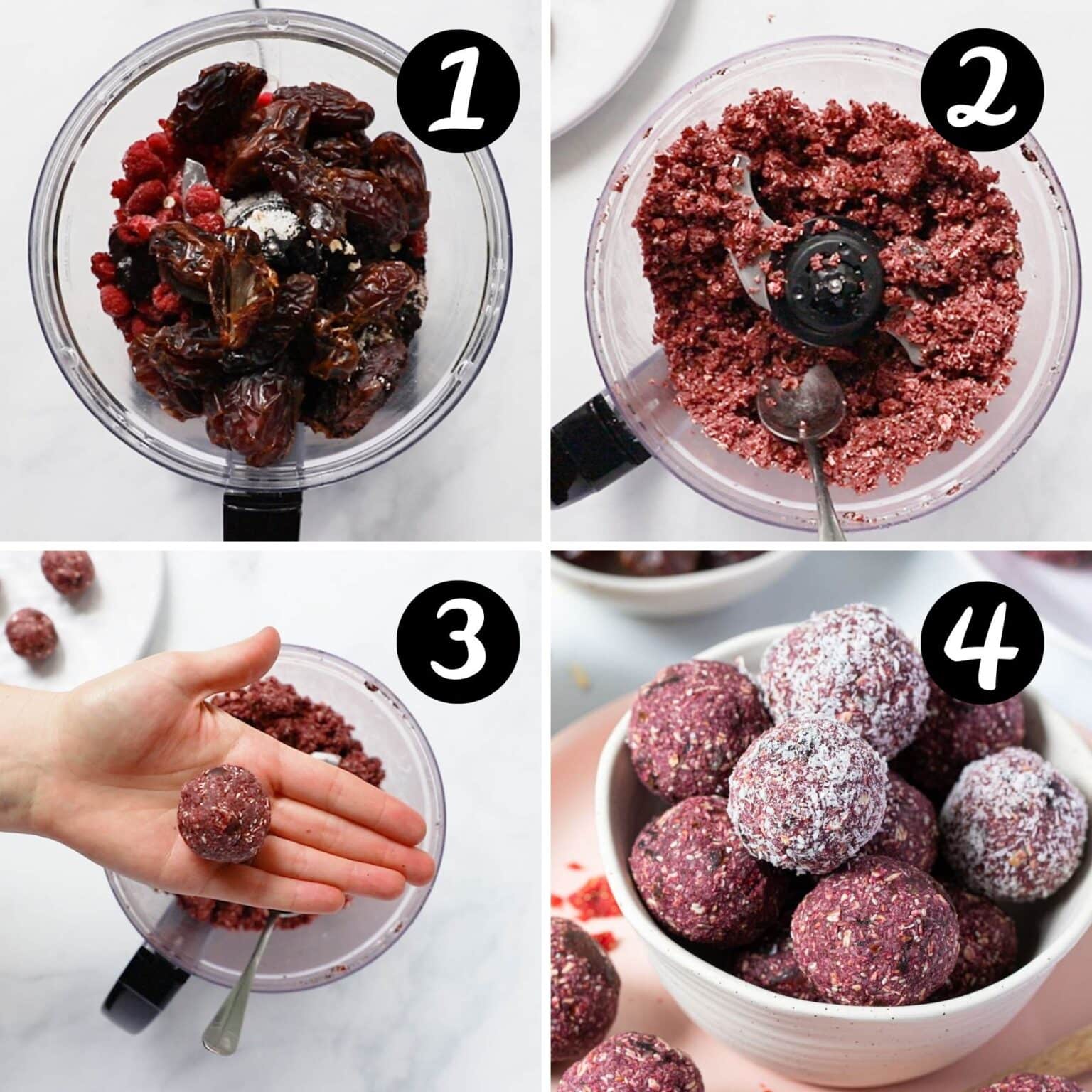 Raspberry Bliss Balls with Dates - The Cooking Collective